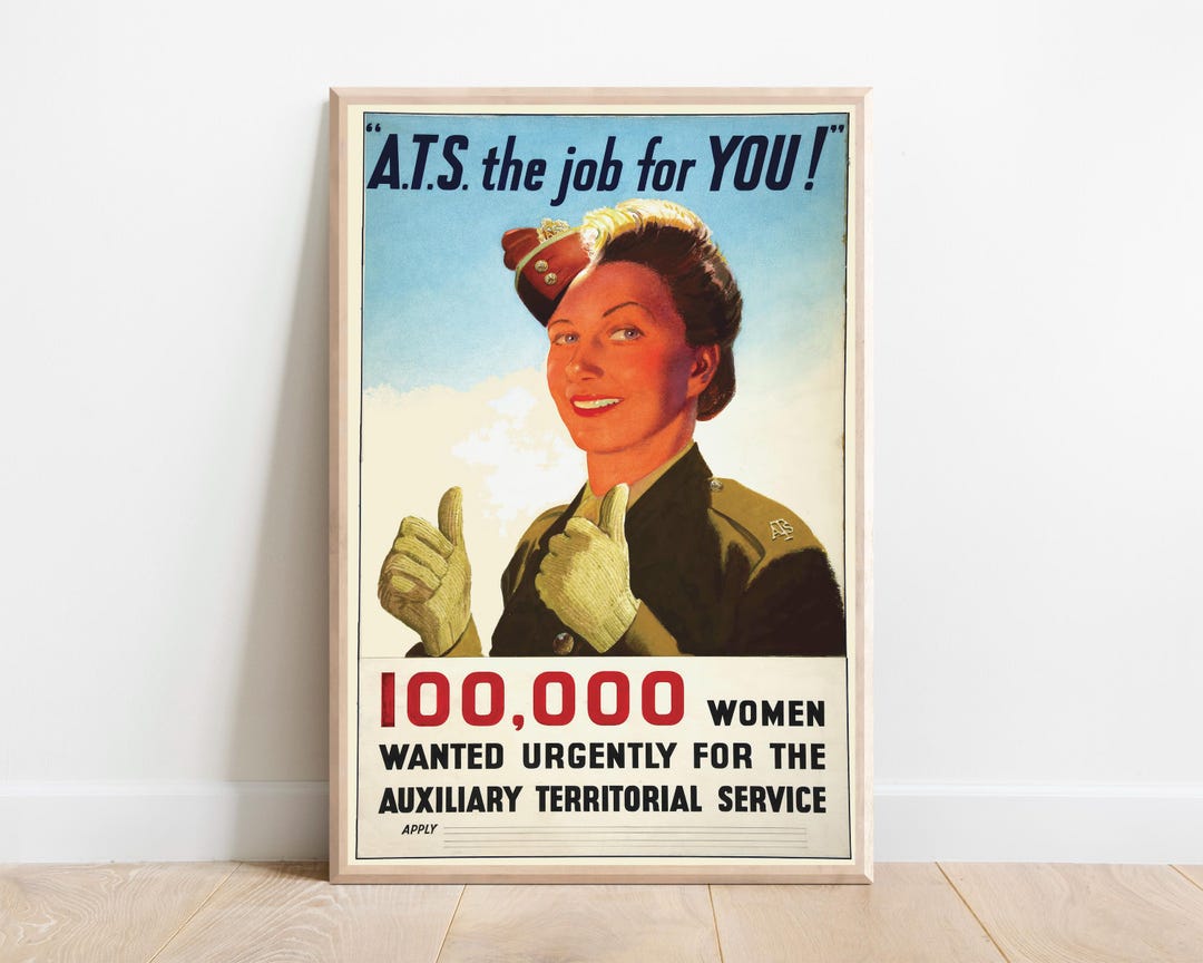 WWII ATS Recruitment Poster | 100,000 Women Wanted | British Army Women ...