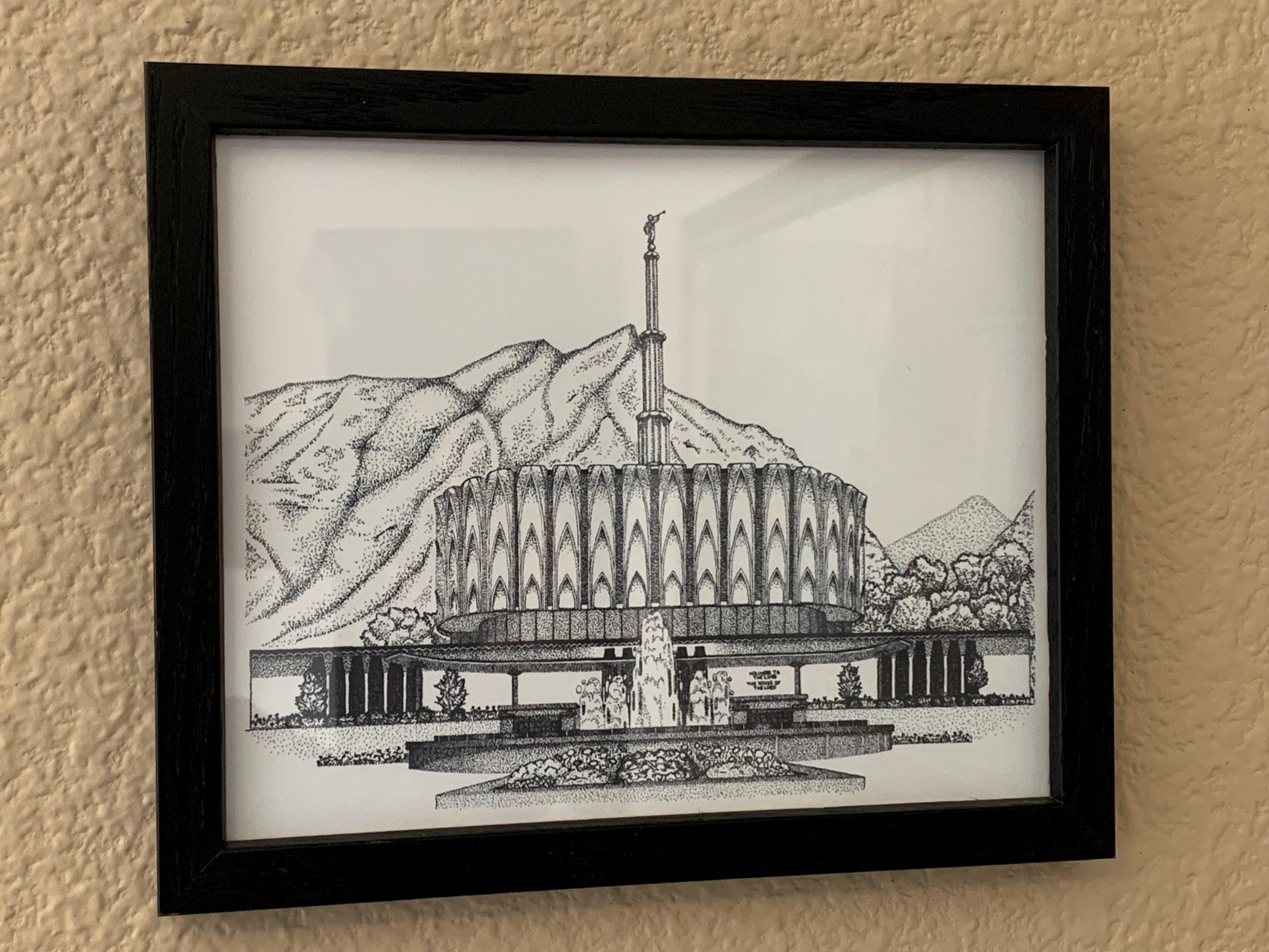 LDS Old Provo Temple Printable in Stipple - Etsy