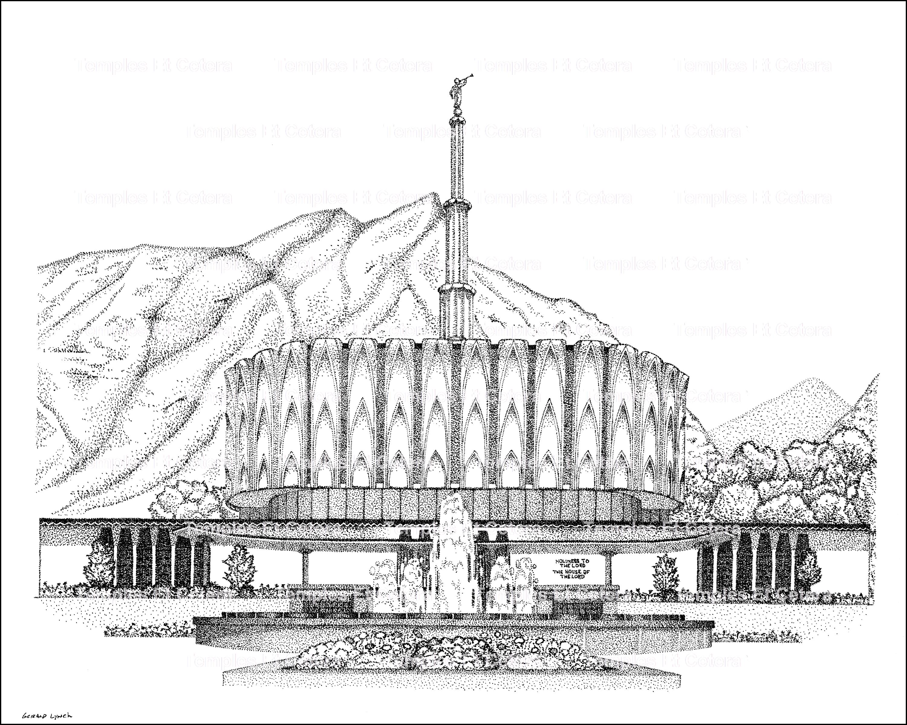 LDS Old Provo Temple Printable in Stipple - Etsy