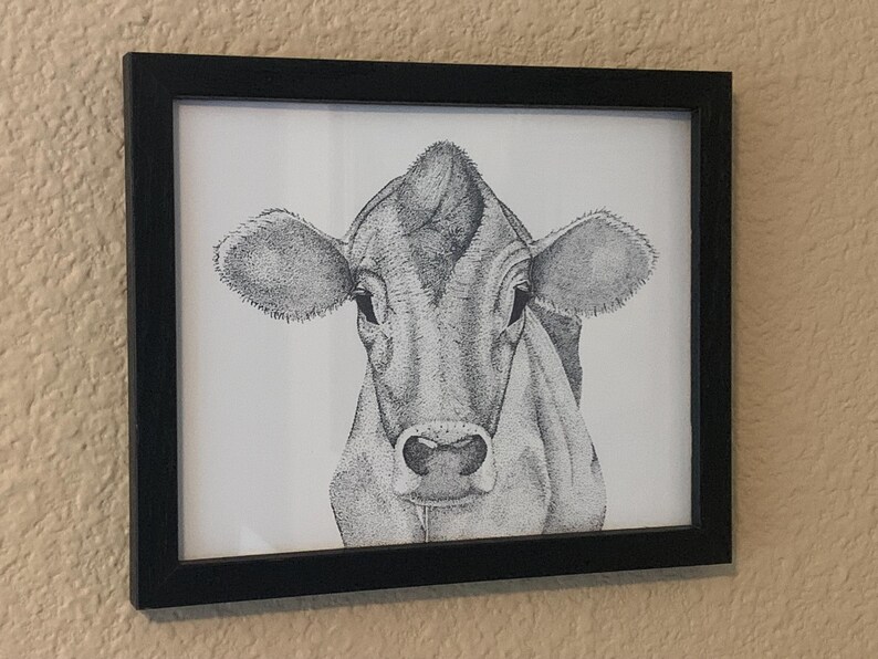 Farm Animals in Stipple, A.k.a. Pointillism, Cow Mug Shot - Etsy