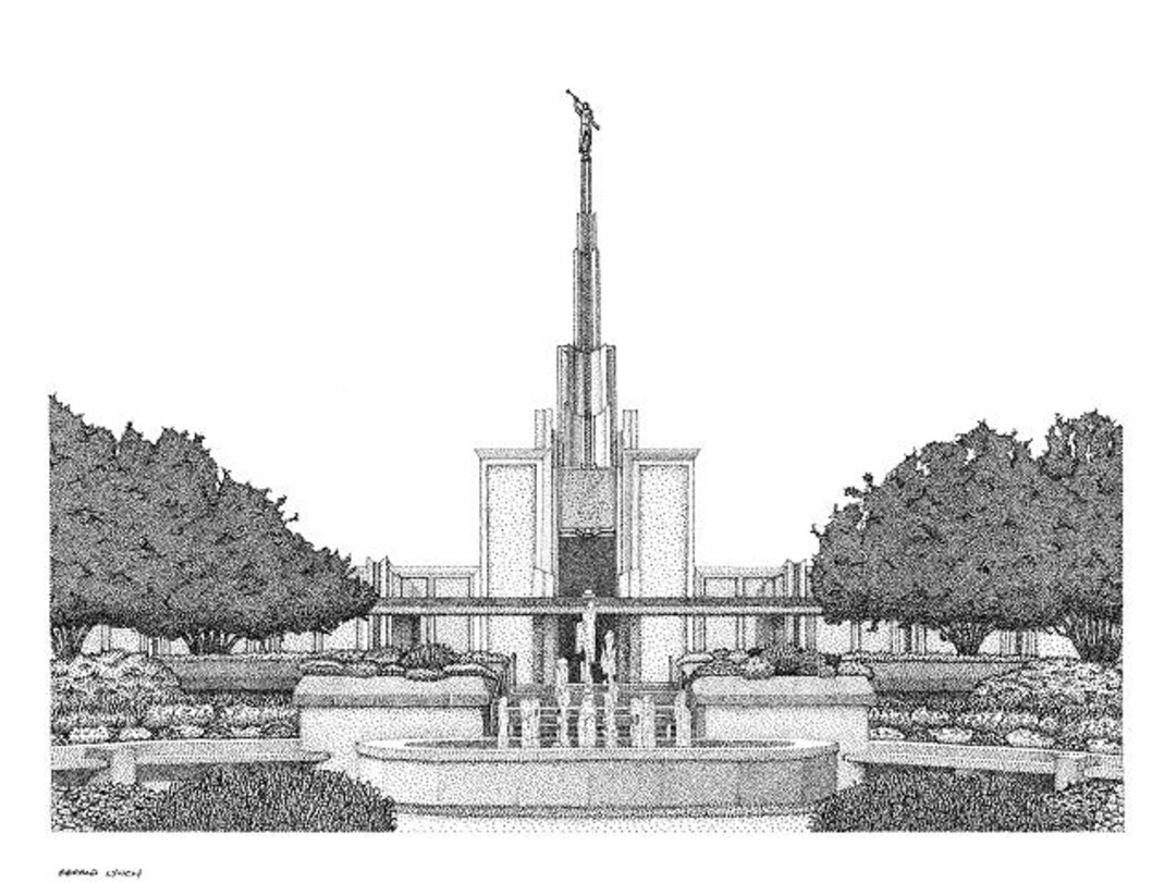 LDS Denver Temple Printable Blank Greeting Card in Stipple - Etsy