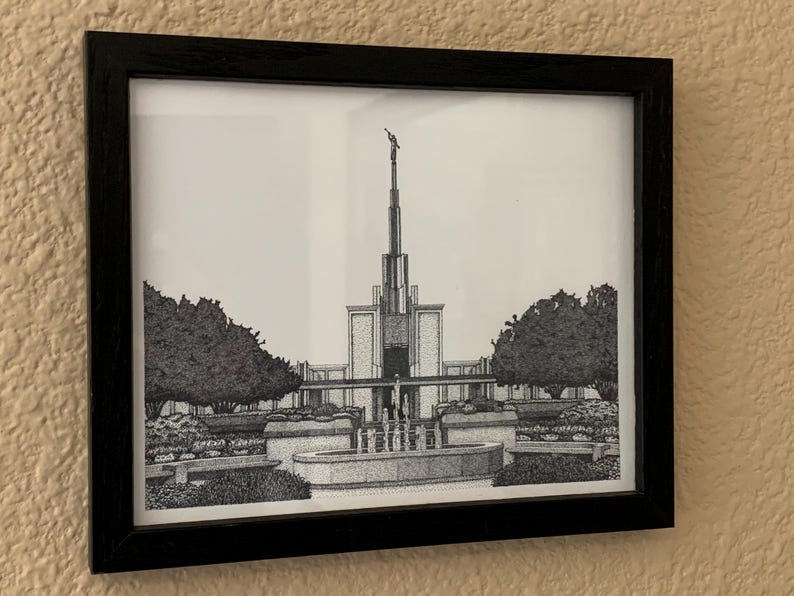 LDS Denver Temple Printable in Stipple - Etsy
