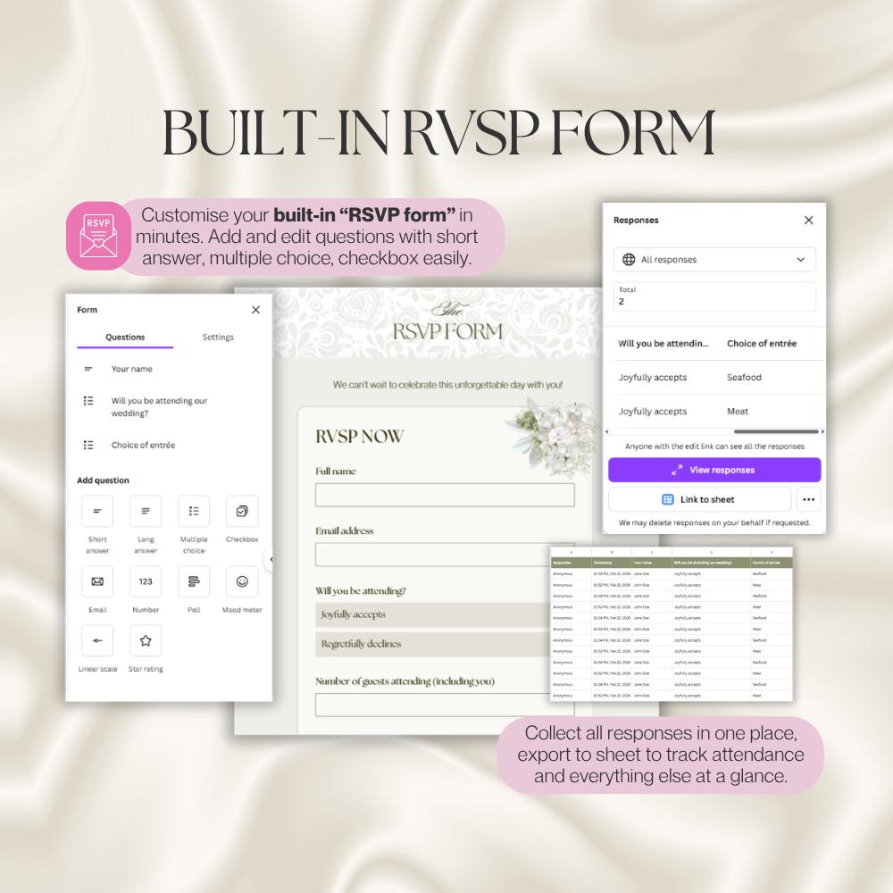 Villa Vows Wedding Website Template, Sage Green White Canva Editable ...