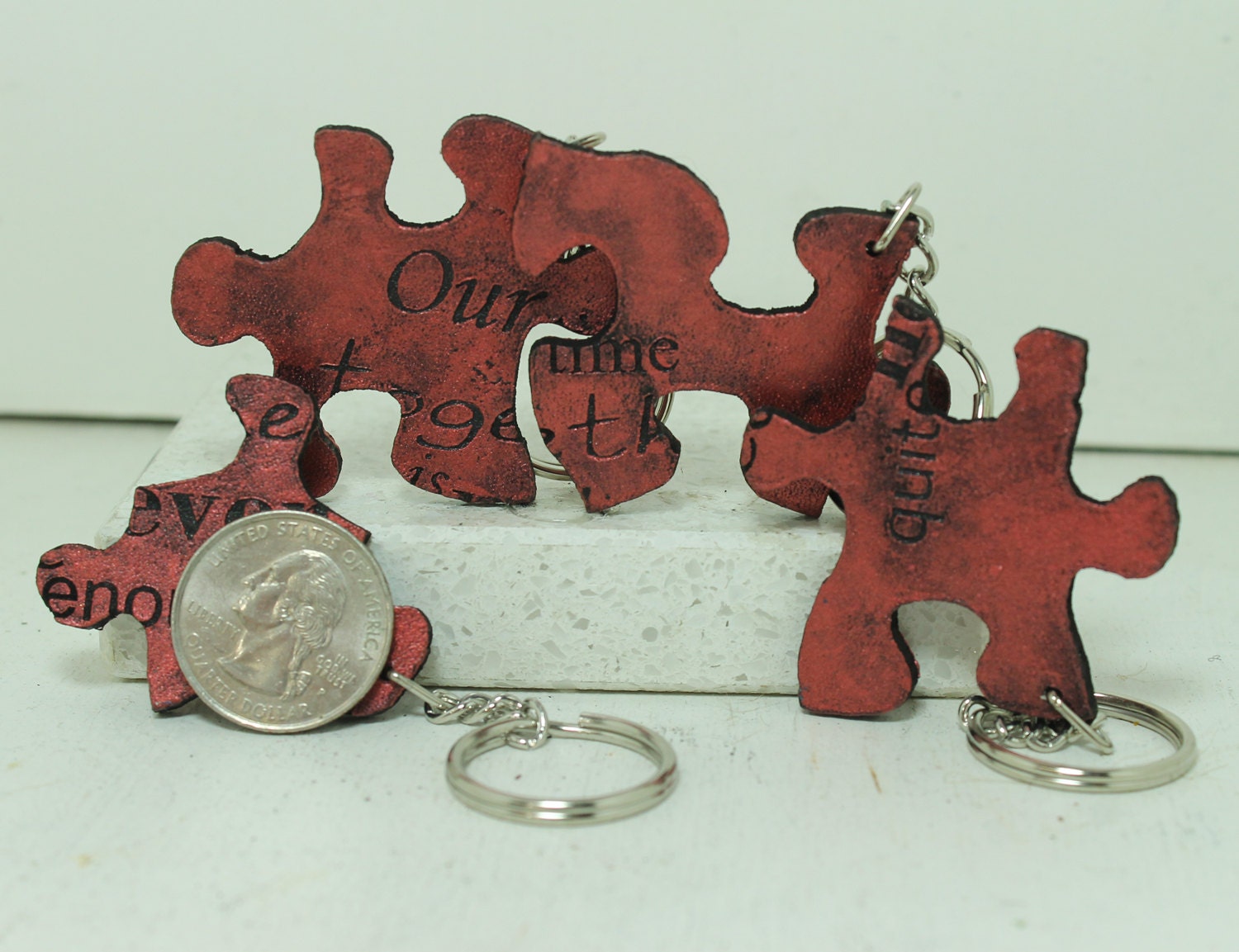 Friendship Set of 4 Best Friend Key Chains Linking Pieces Our - Etsy
