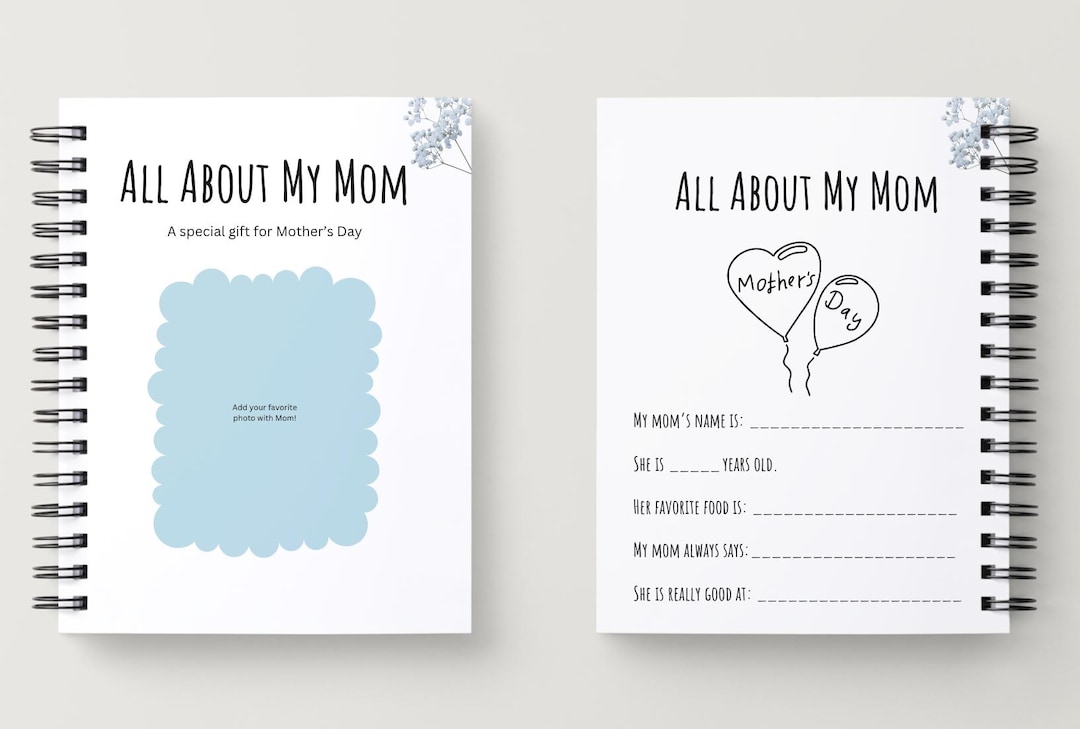 Mother’s Day Printable Booklet for Kids – All About My Mom Fill-in Gift ...