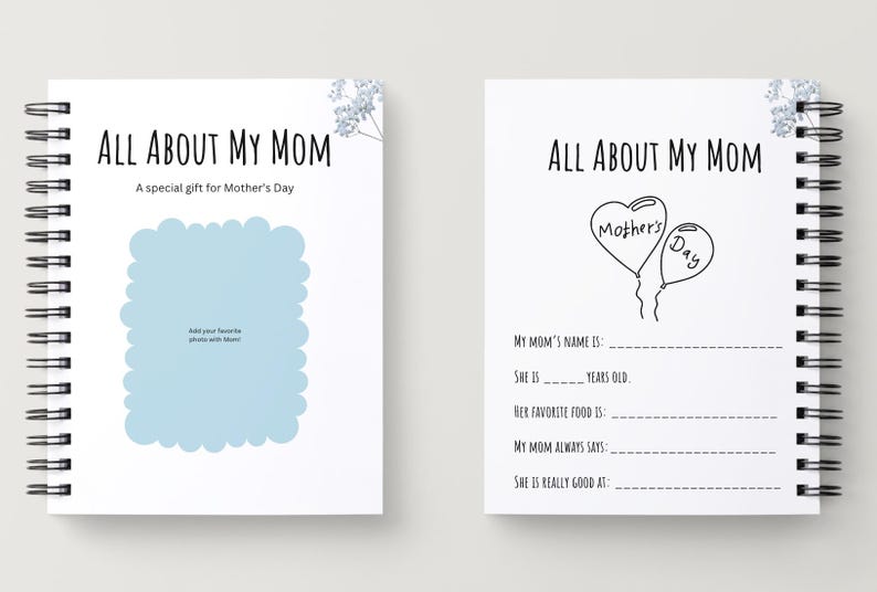 Mother’s Day Printable Booklet for Kids – All About My Mom Fill-in Gift ...
