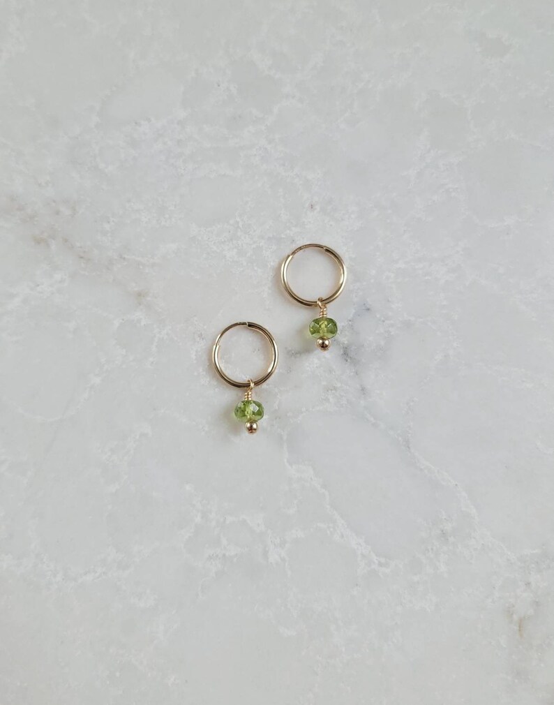 14k Gold Filled Peridot Hoops Peridot Gold Hoops Modern - Etsy
