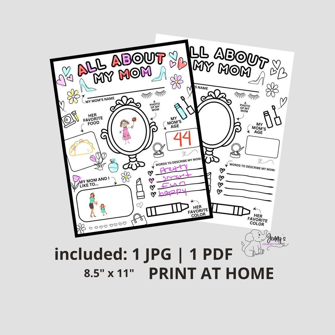 All About Mom Coloring Page - Mother's Day Printable (PDF & JPG) - Etsy