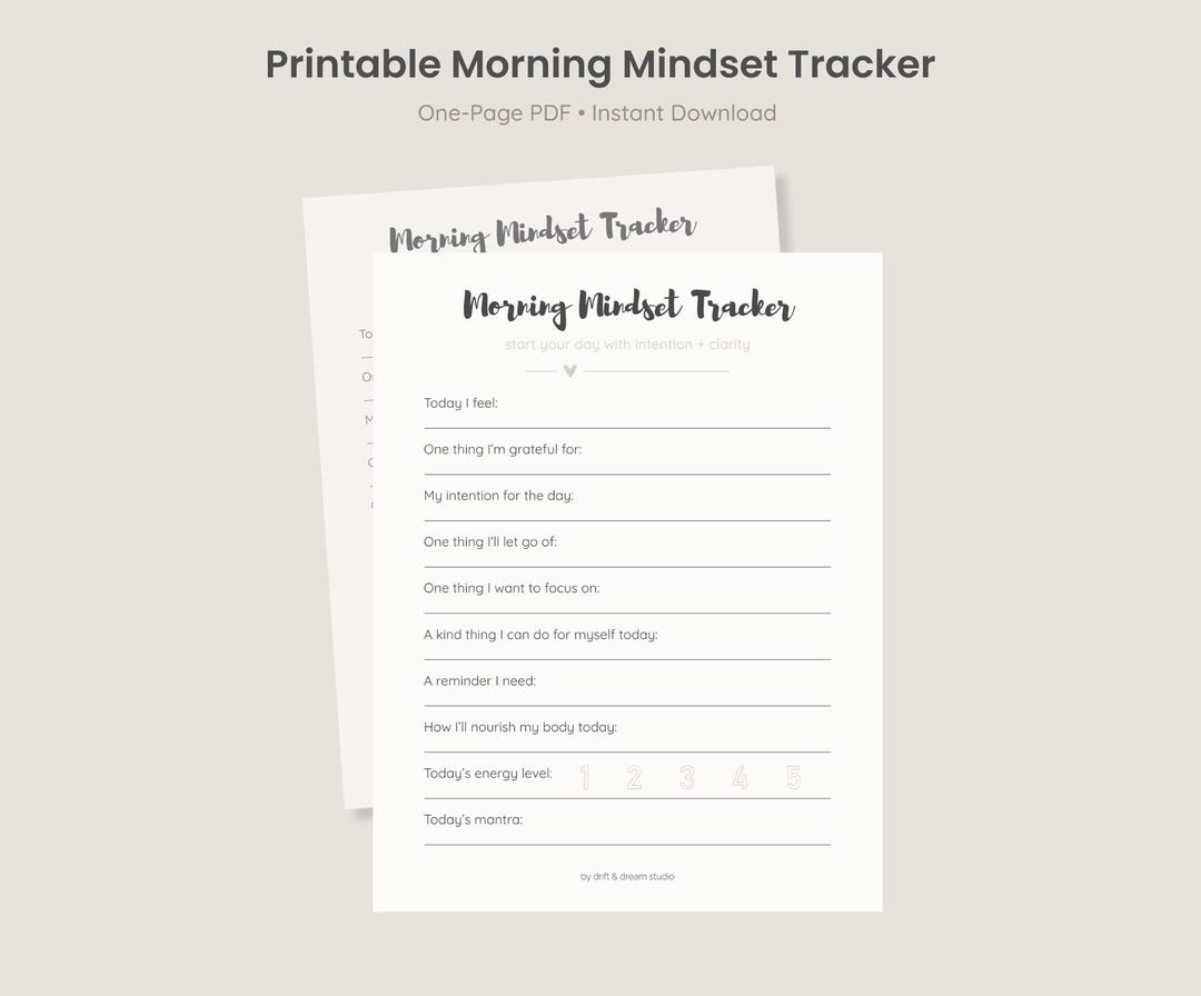Morning Mindset Tracker Printable – Daily Wellness Journal Page | Self ...