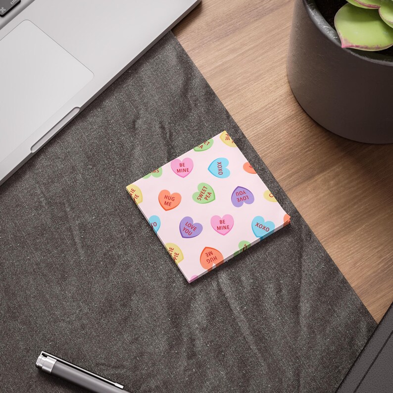 Conversation Heart Pattern Post-it Note Pads | Valentine Sticky Notes ...