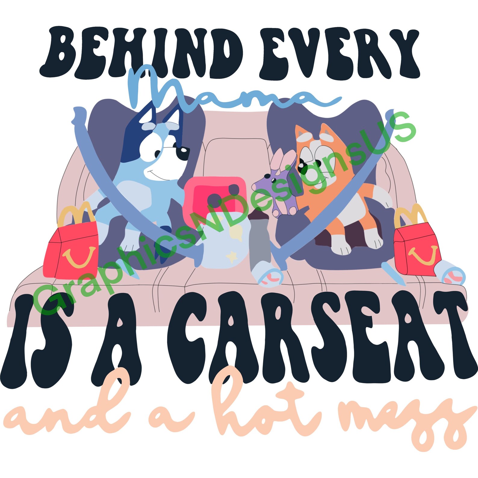 Bluey PNG Car Seat Mama - Etsy