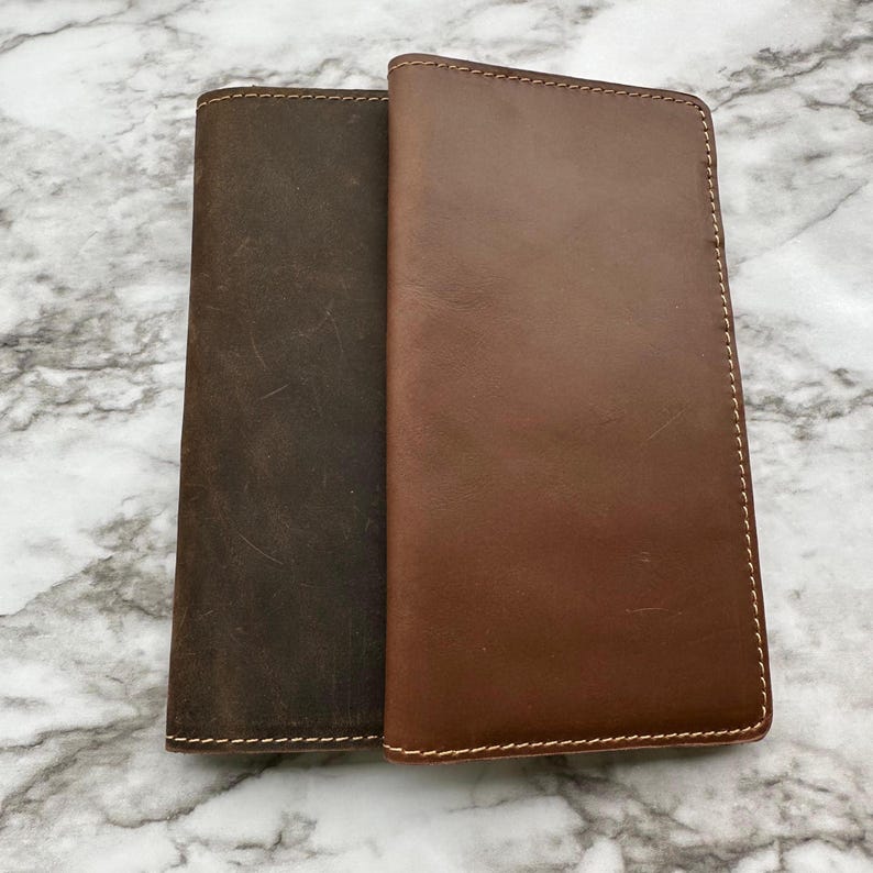 Personalized Leather Checkbook Wallet: Rustic Brown, Bifold Design - Etsy