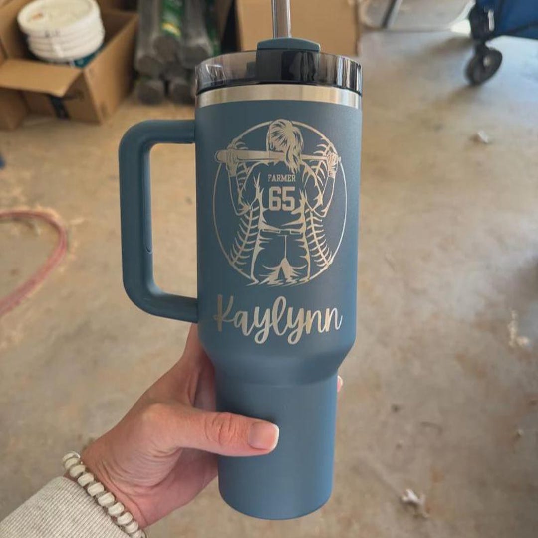 Engraved Personalized Stanley Tumbler for Softball Lovers - 40oz Custom ...