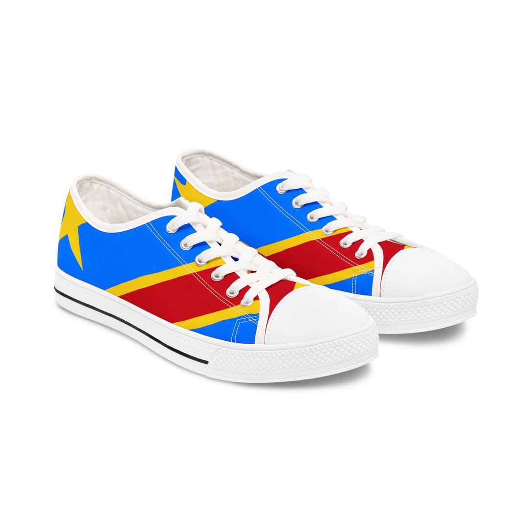 Congo Flag Low Top Sneakers for Women - Casual Footwear, Colorful ...