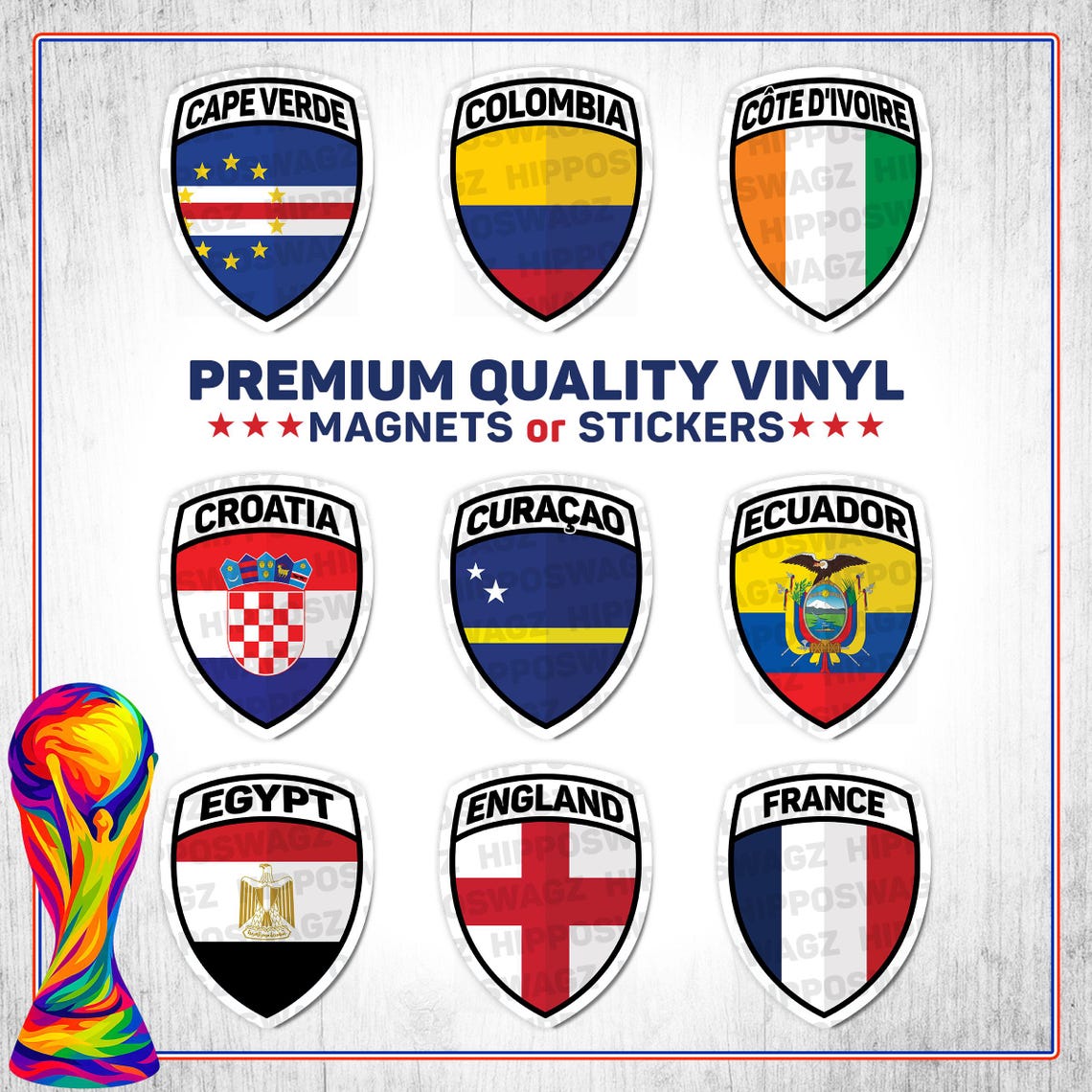 Custom Country Flag Crest Magnet or Sticker, Soccer Fan Gift - Etsy