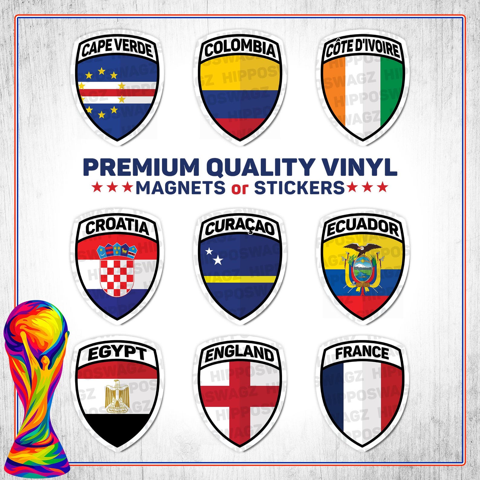 Custom Country Flag Crest Magnet or Sticker, Soccer Fan Gift - Etsy