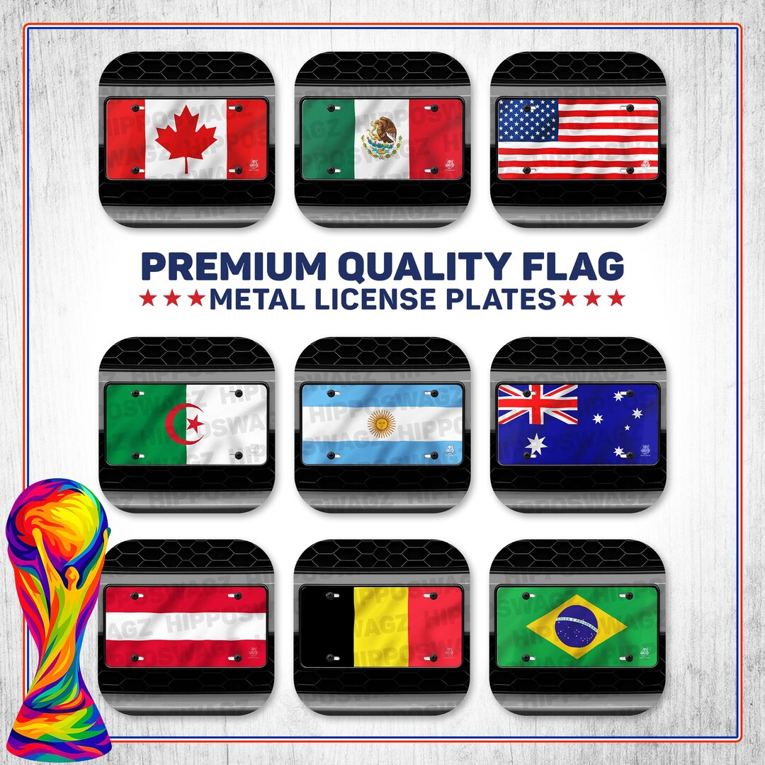 Country Flag License Plate Soccer Fan Gift - Aluminum 12x6 World Cup ...