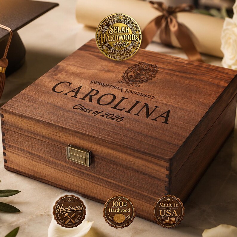 Custom Engraved Wooden Keepsake Box - Solid Walnut or Maple ...