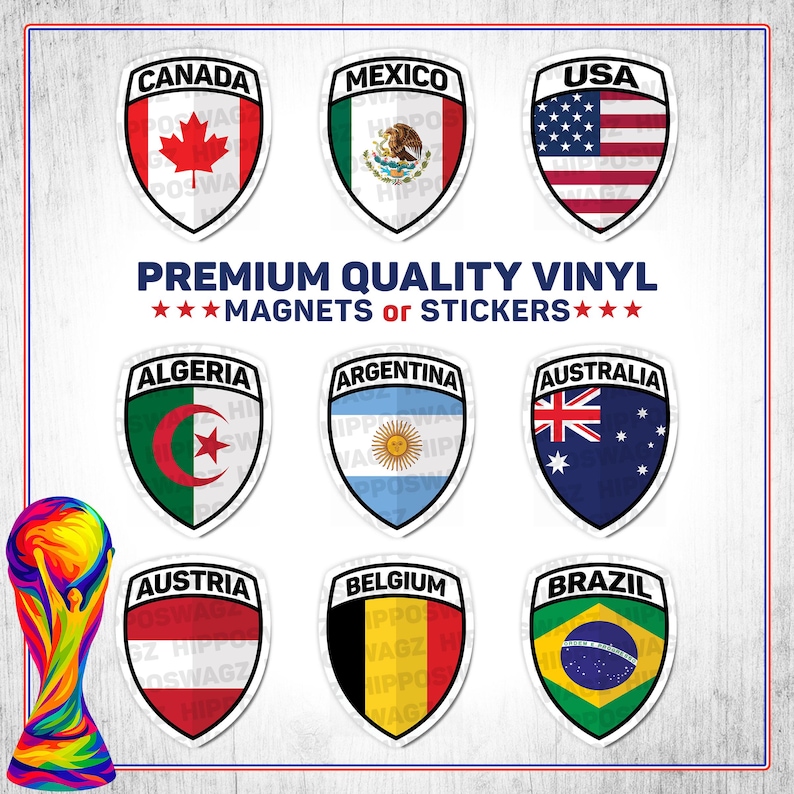 Custom Country Flag Crest Magnet or Sticker, Soccer Fan Gift - Etsy