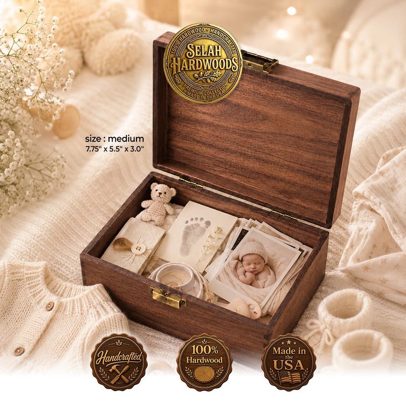 Personalized Baby Keepsake - Laser Engraved Hardwood Memory Box, Solid ...