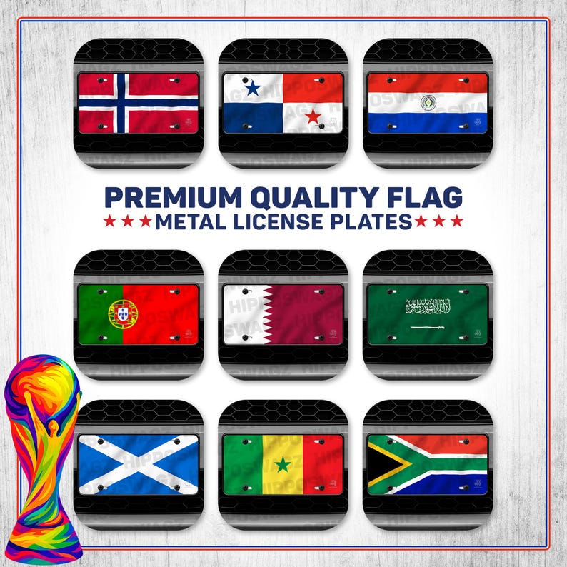 Country Flag License Plate Soccer Fan Gift - Aluminum 12x6 World Cup ...