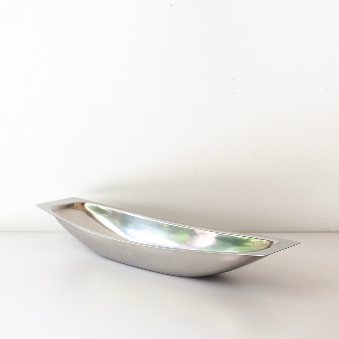 Vintage Lundtofte Denmark Stainless Long Serving Bowl - Console Dish - Etsy