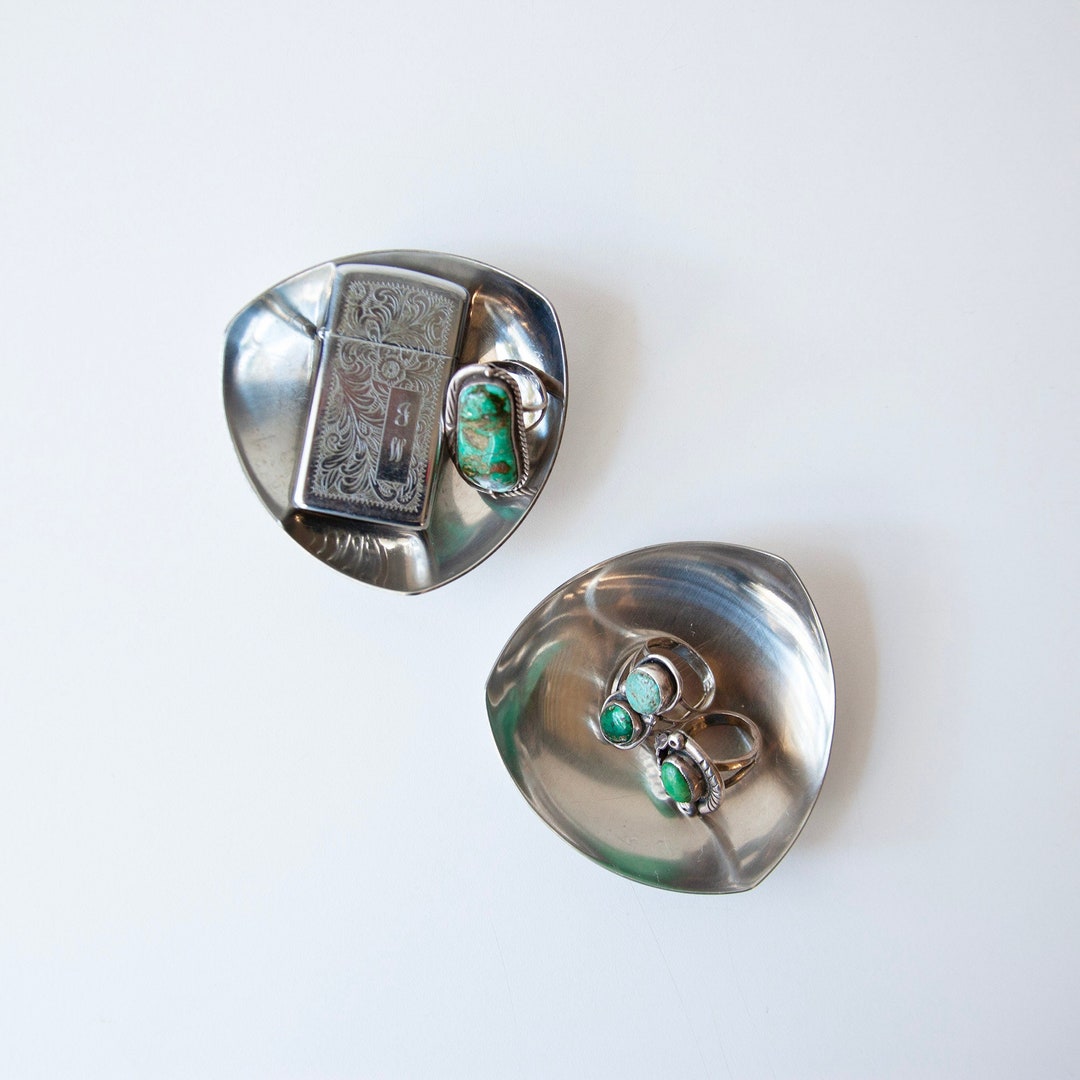 Vintage Danish Modern Stainless Steel Trinket Tray Set Made - Etsy