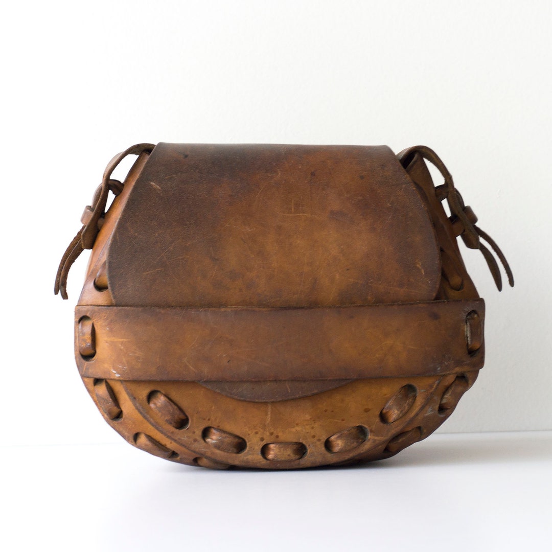 Vintage Hand Crafted Heavy Duty Aged Tan Leather Purse Rustic Bag - Etsy