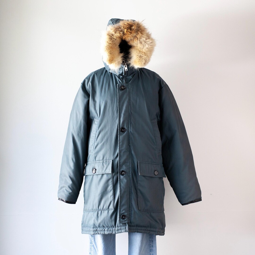 Vintage 1980s LL Bean Goose Down Parka Fur Hooded Spruce Green Coat - Etsy