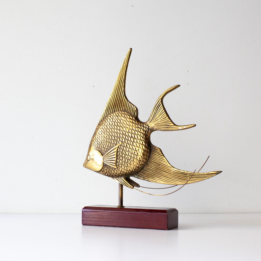 Vintage Brass Angelfish Mounted Statue - Etsy