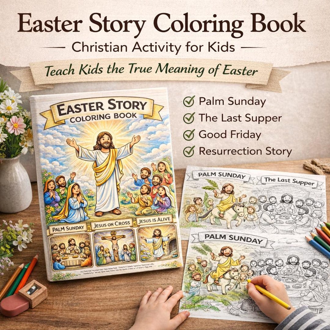 Printable Kids Easter Coloring Book, Holy Week and Resurrection ...