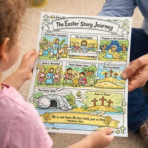 Holy Week Timeline Coloring Page Printable, Easter Bible Story ...