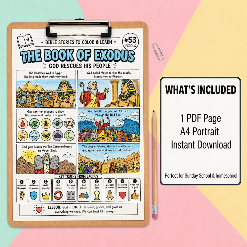 The Book of Exodus Coloring Page – Bible Stories to Color & Learn ...