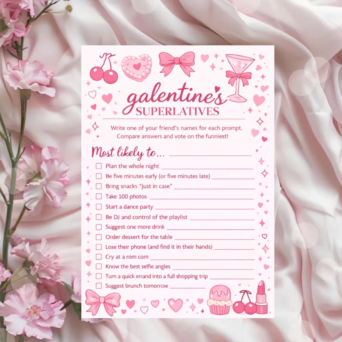 Galentine's Most Likely to Game, Superlatives Voting (A4, US Letter PDF ...