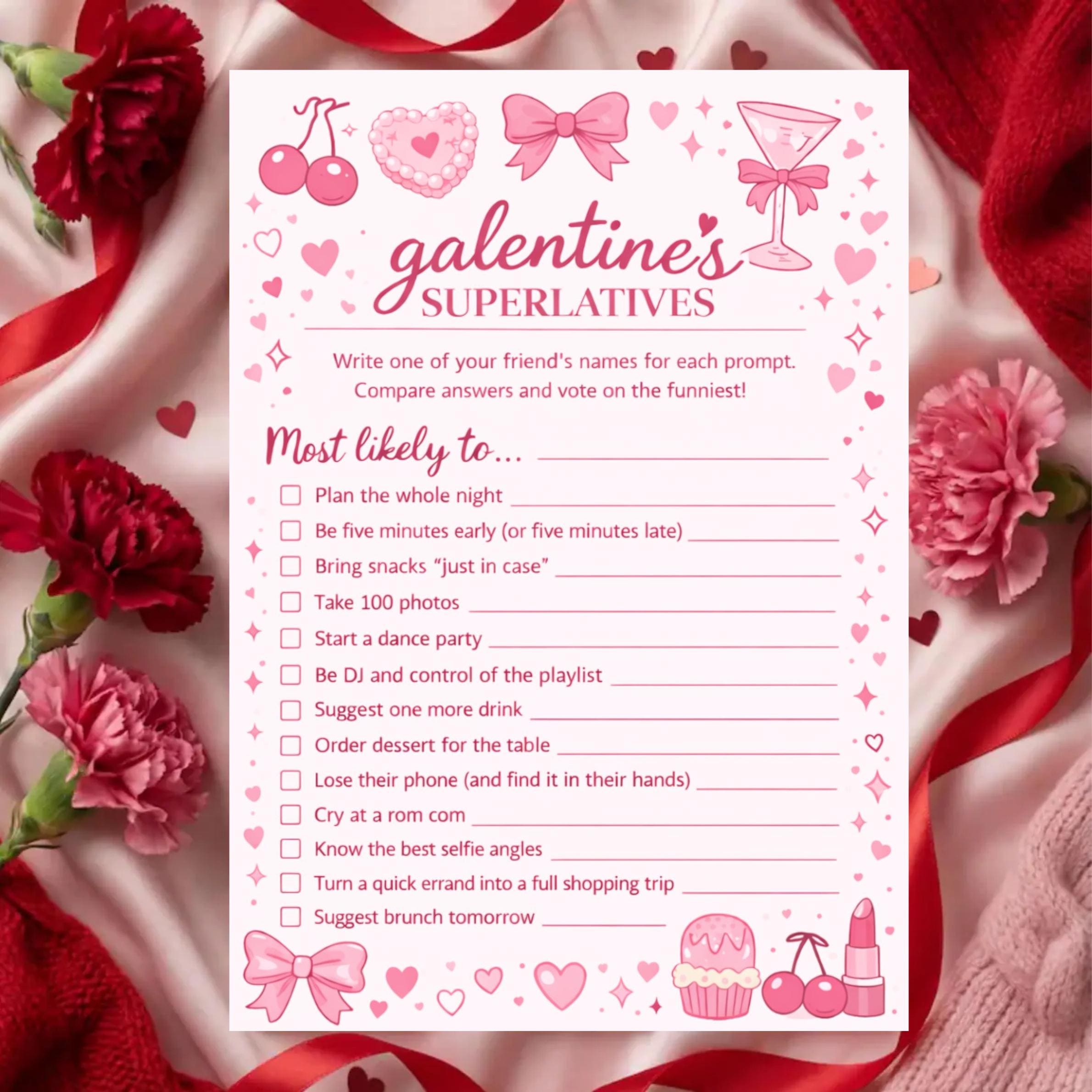 Galentine's Most Likely to Game, Superlatives Voting (A4, US Letter PDF ...