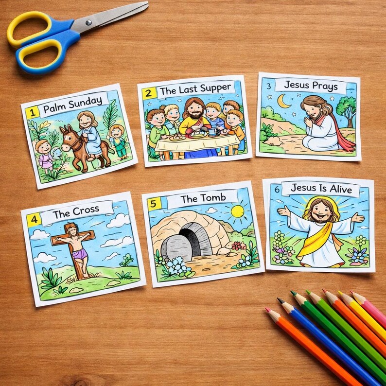 Holy Week Story Sequencing Activity for Kids | Easter Bible Craft ...