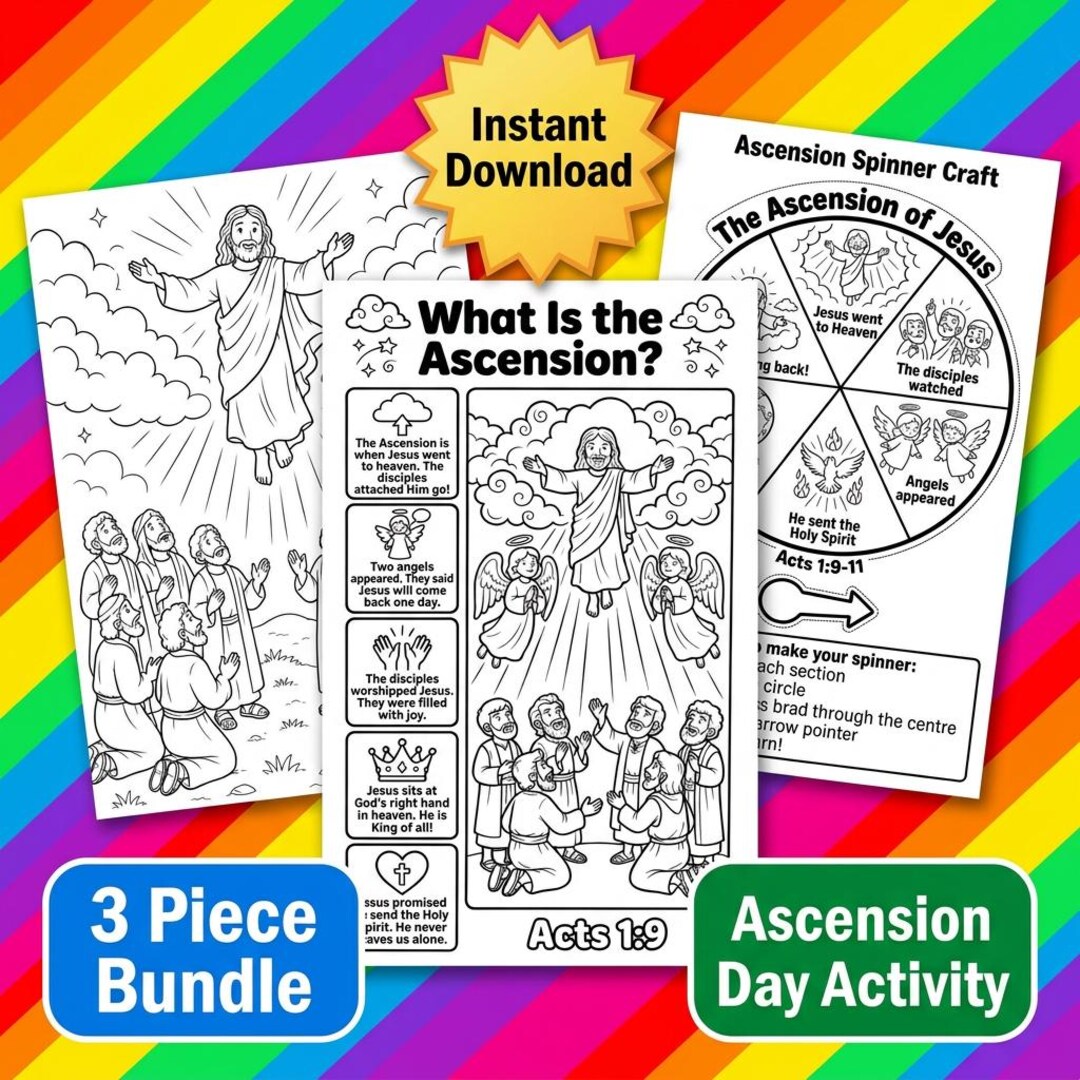 Ascension Day Activity Bundle for Kids | Christian Coloring Pages ...
