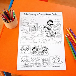 Palm Sunday Cut and Paste Craft + Coloring Page, Holy Week Activity for ...