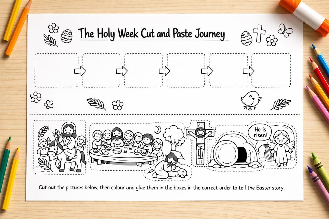 Holy Week Cut and Paste Journey, Easter Story Sequencing Craft ...