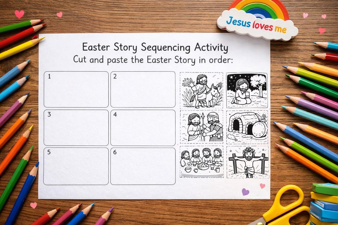 Holy Week Story Sequencing Activity for Kids | Easter Bible Craft ...
