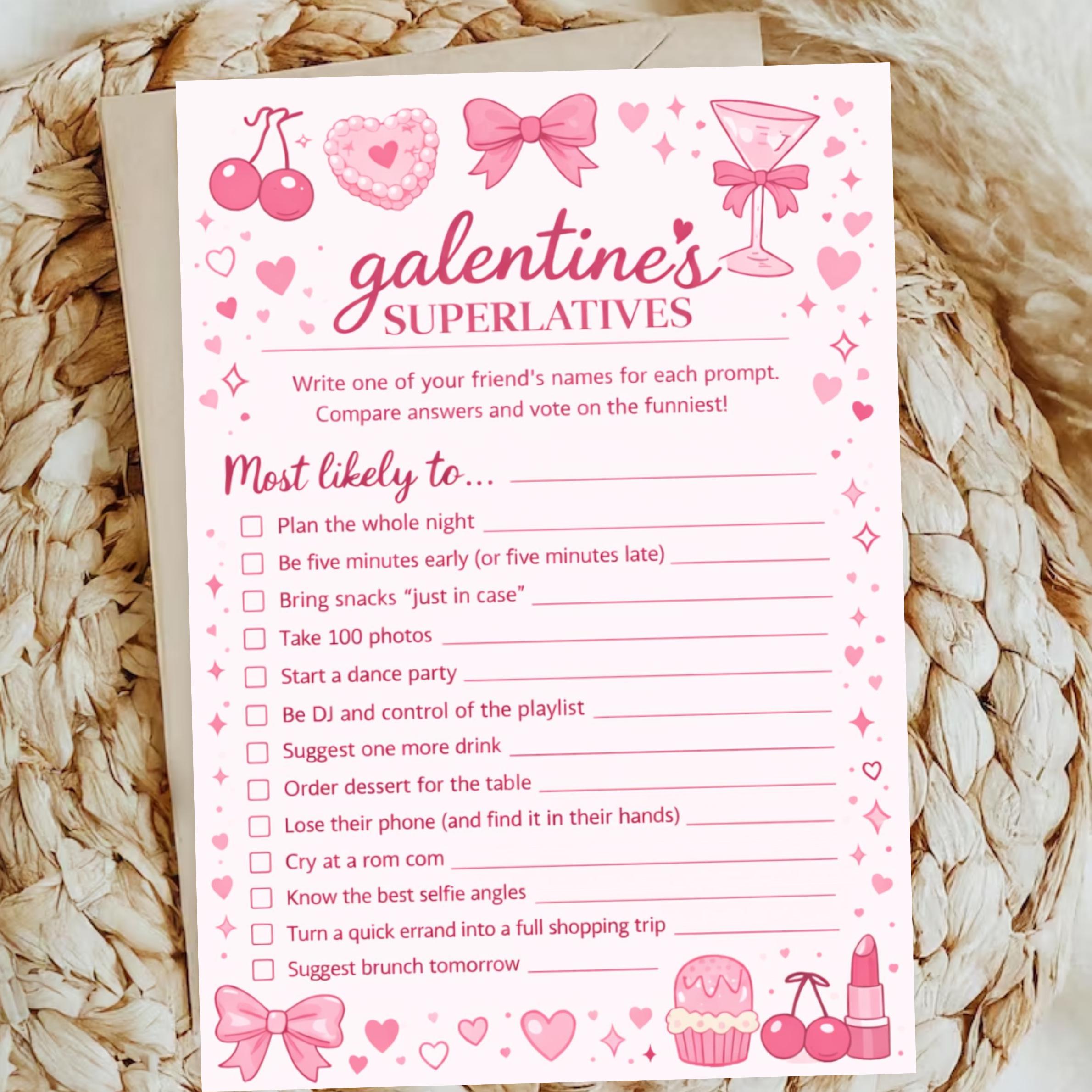 Galentine's Most Likely to Game, Superlatives Voting (A4, US Letter PDF ...