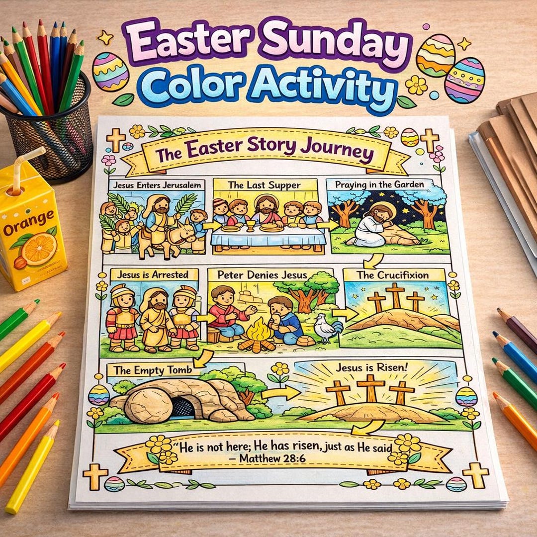 Holy Week Timeline Coloring Page Printable, Easter Bible Story ...