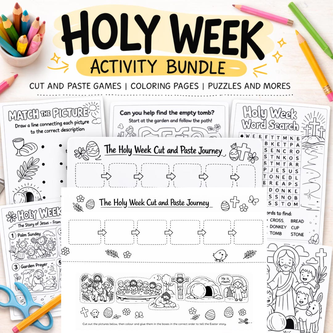 Holy Week Sunday School Printable Bundle, Easter Coloring Pages, Bible ...