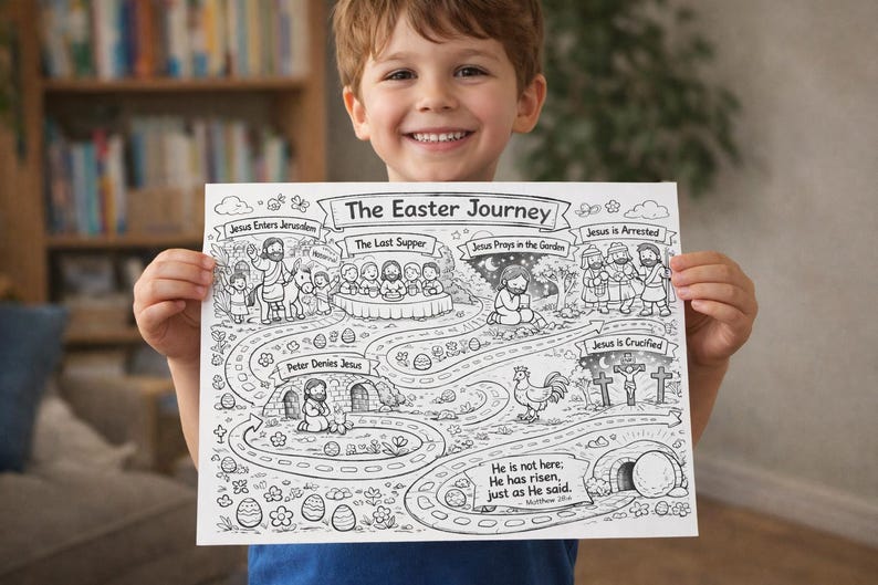 Holy Week Timeline Coloring Page Printable, Easter Bible Story ...