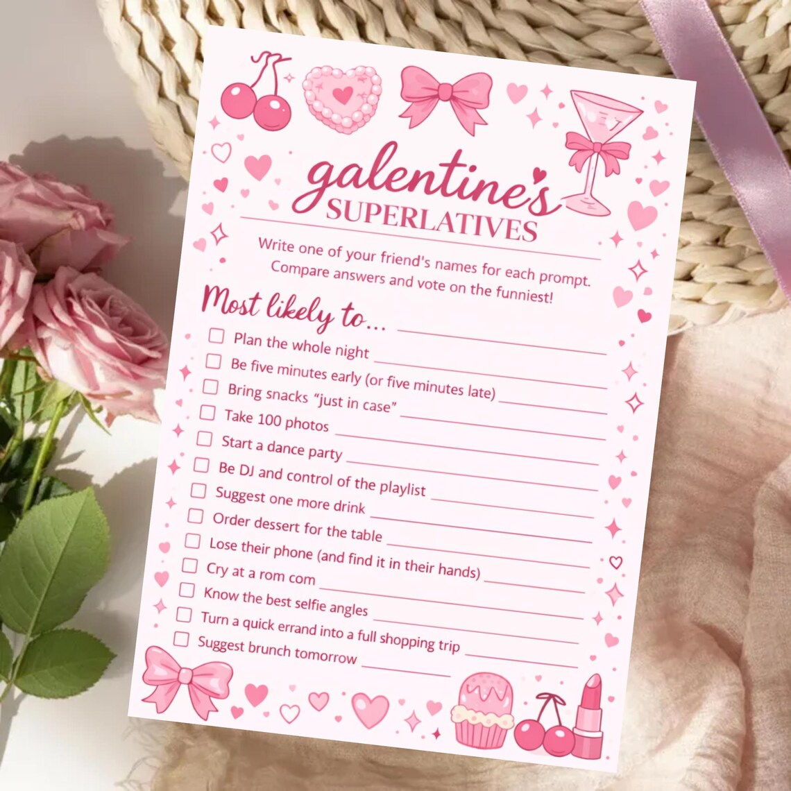 Galentine's Most Likely to Game, Superlatives Voting (A4, US Letter PDF ...