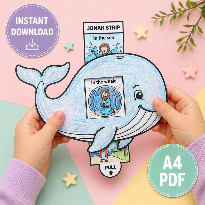 Jonah & the Whale Craft Printable – Bible Story Slider Activity ...