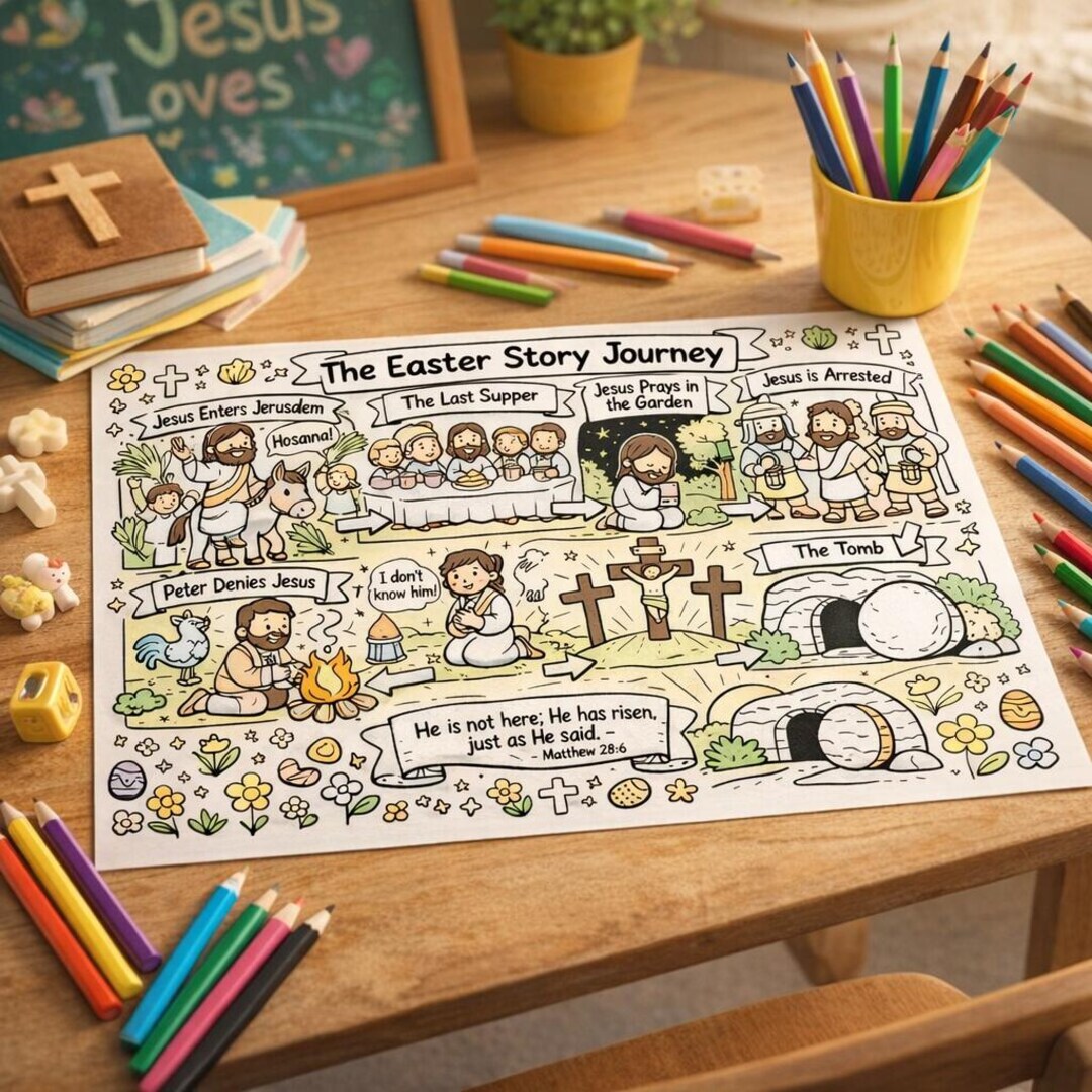 Holy Week Timeline Coloring Page Printable, Easter Bible Story ...