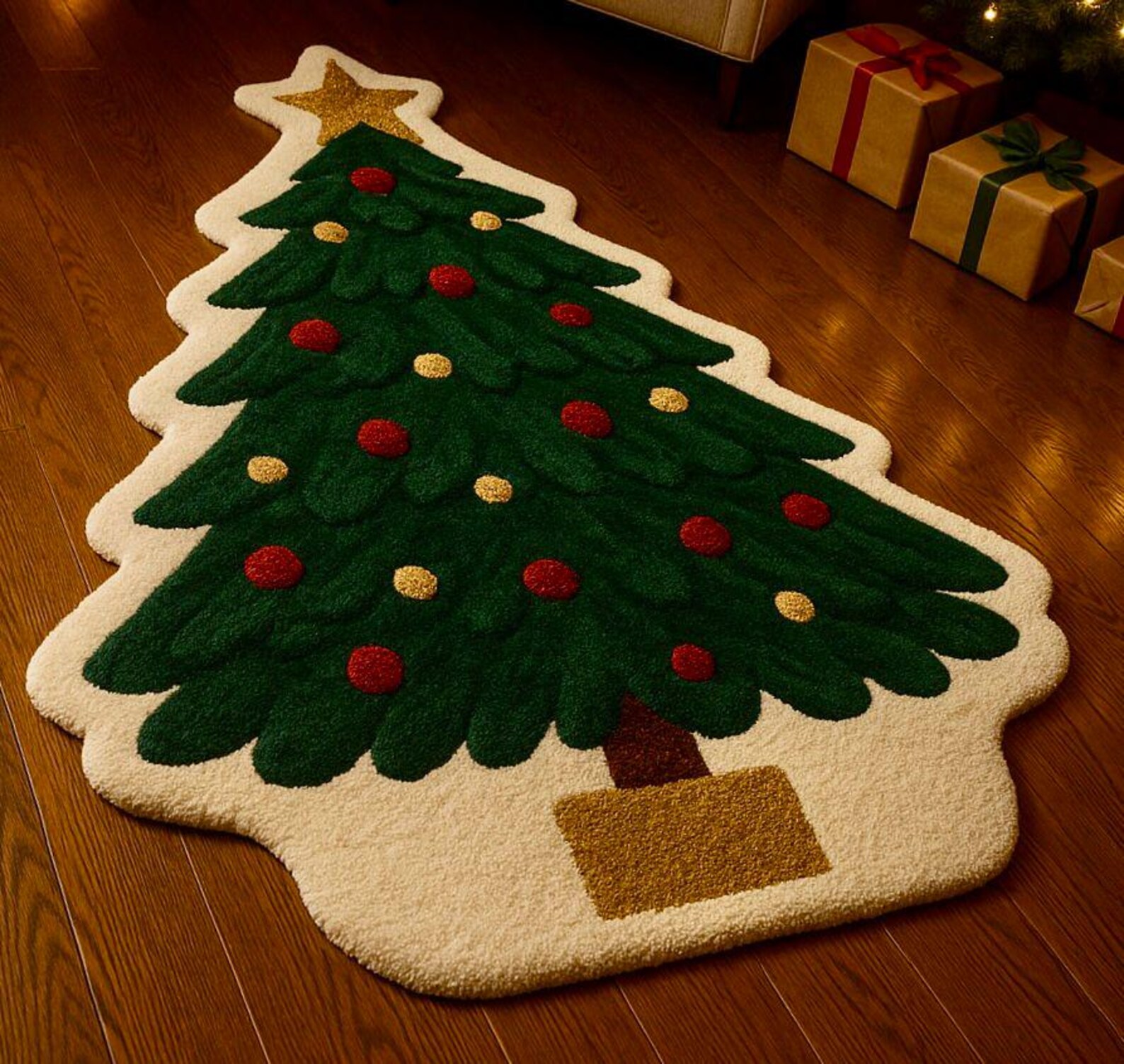 Hand-tufted Wool Christmas Tree Rug: Festive Holiday Decor - Etsy