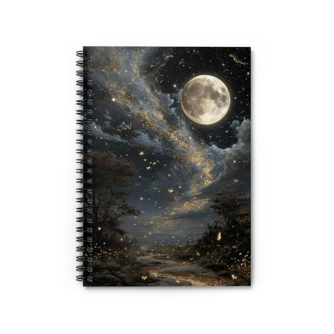 Moonlit Forest Spiral Notebook | Fantasy Journal, Fireflies & Magical ...