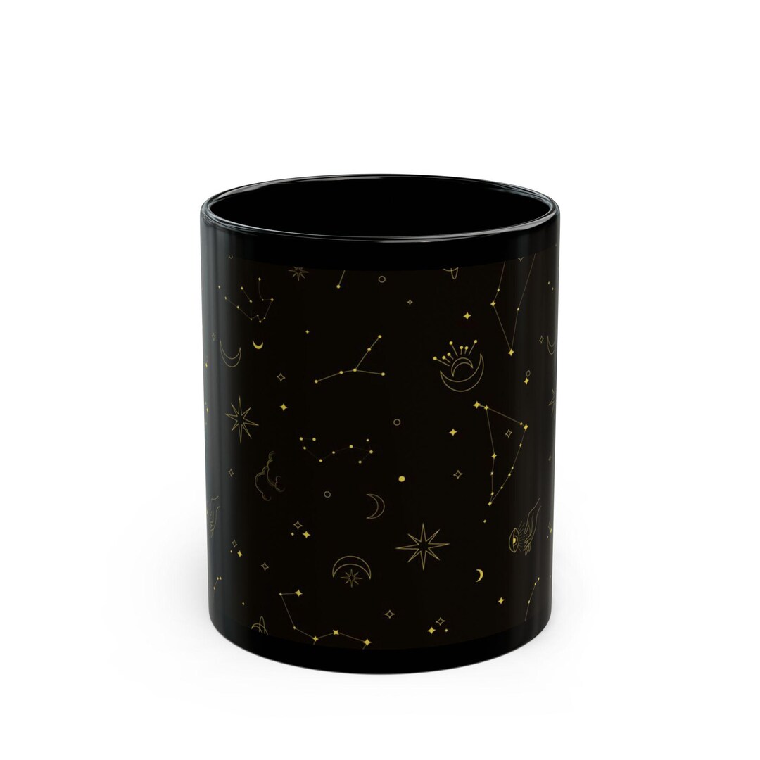 Gold Constellation Pattern Mug | Black Ceramic Mug - Etsy